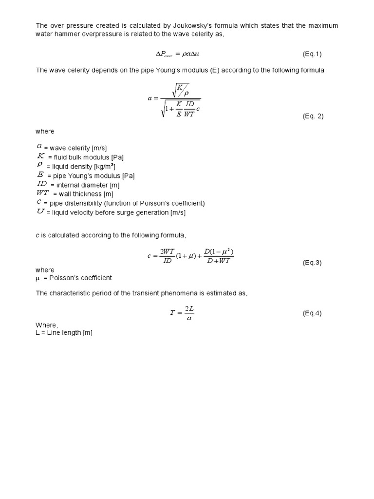 Joukowsky Equation Pdf