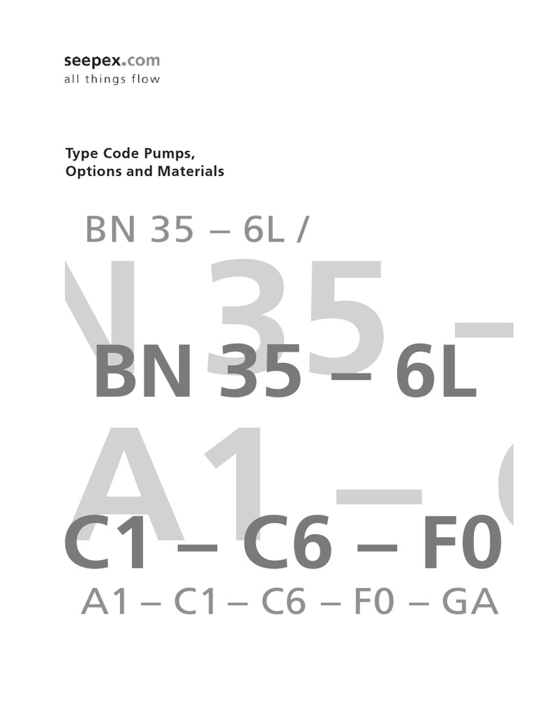 Type Code Pumps, Options and Materials | PDF | Pump | Titanium