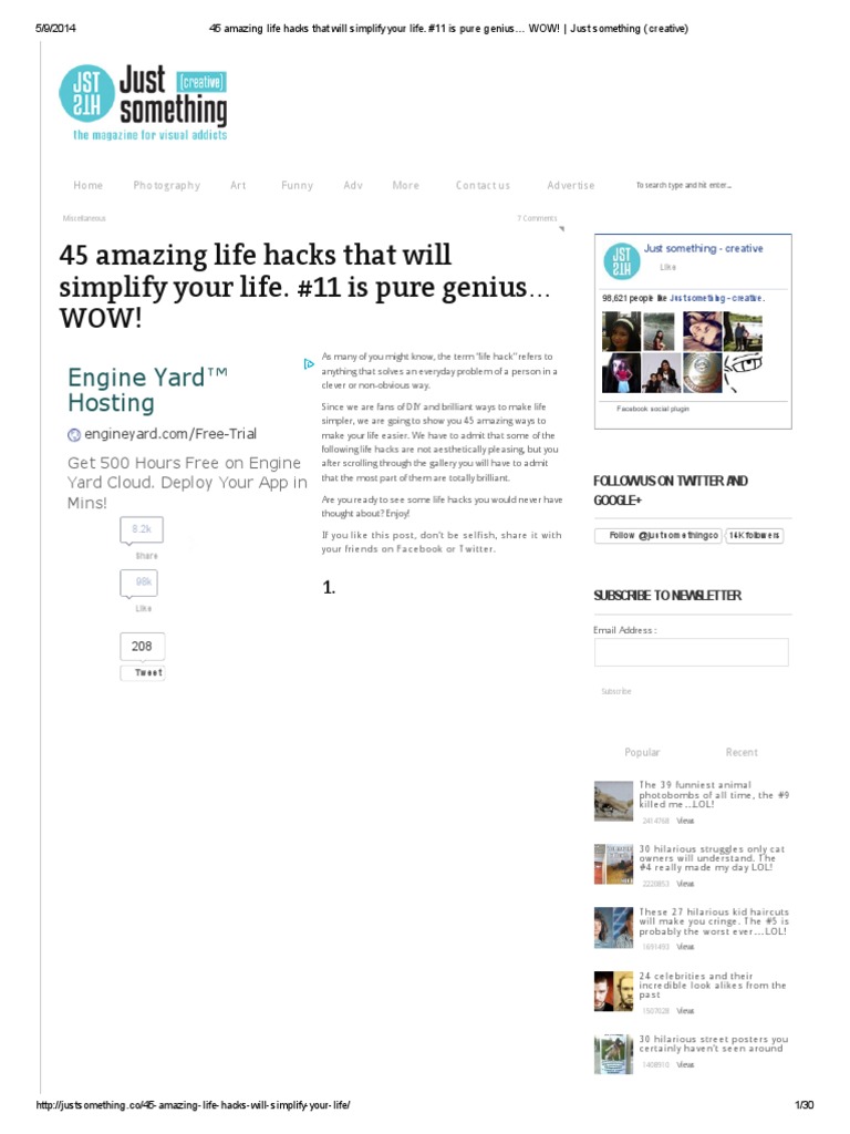 45 Amazing Life Hacks That Will Simplify Your Life PDF | PDF | Internet ...