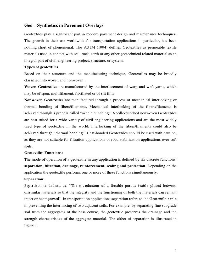 Geotextiles in Pavement Design | PDF | Road Surface | Drainage