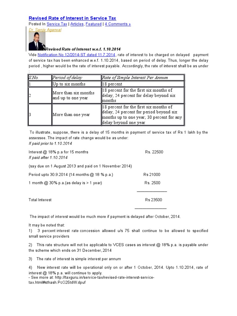 Revised Service Tax Interest Rates | PDF