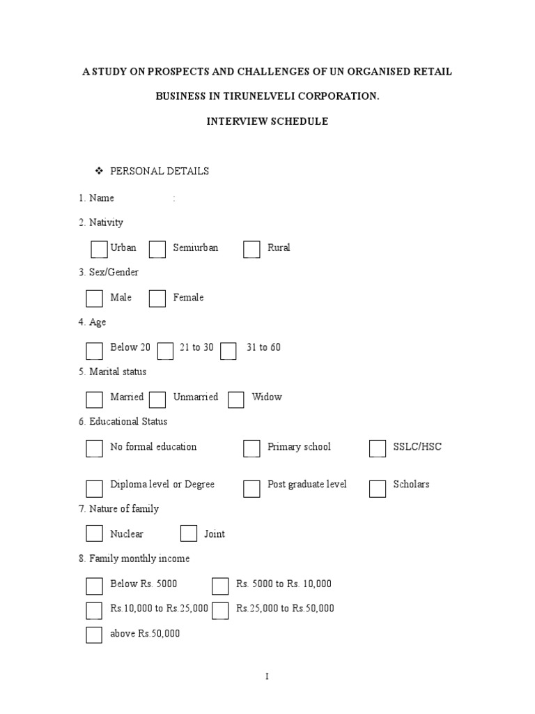 08 Interview Schedule Mba | Download Free PDF | Retail | Credit (Finance)