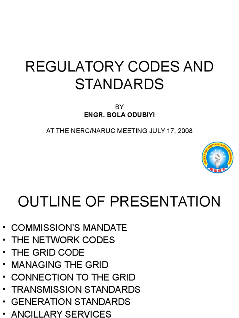 Regulatory Codes and Standards | PDF | Electrical Grid | Electric Power ...