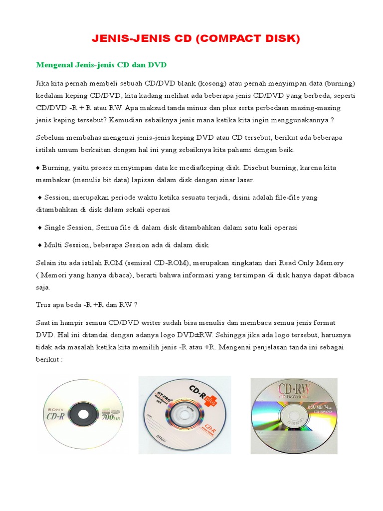 Jenis Jenis CD, Elektronik, Audio/Video | PDF