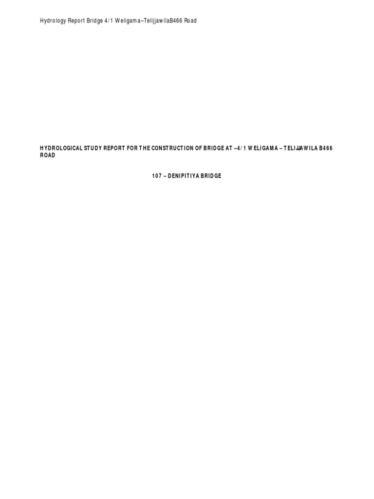 Hydrological Study Report | Flood | Hydrology