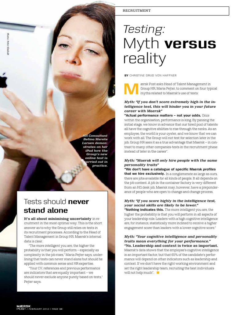 Testing Myth Versus Reality Pdf Recruitment Leadership