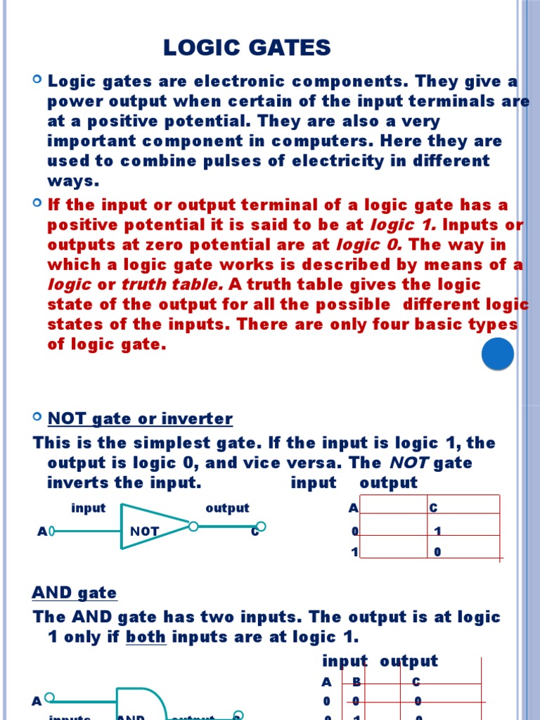 Logic Gates: Logic 1. Logic 0. Logic Truth Table | PDF | Logic Gate ...