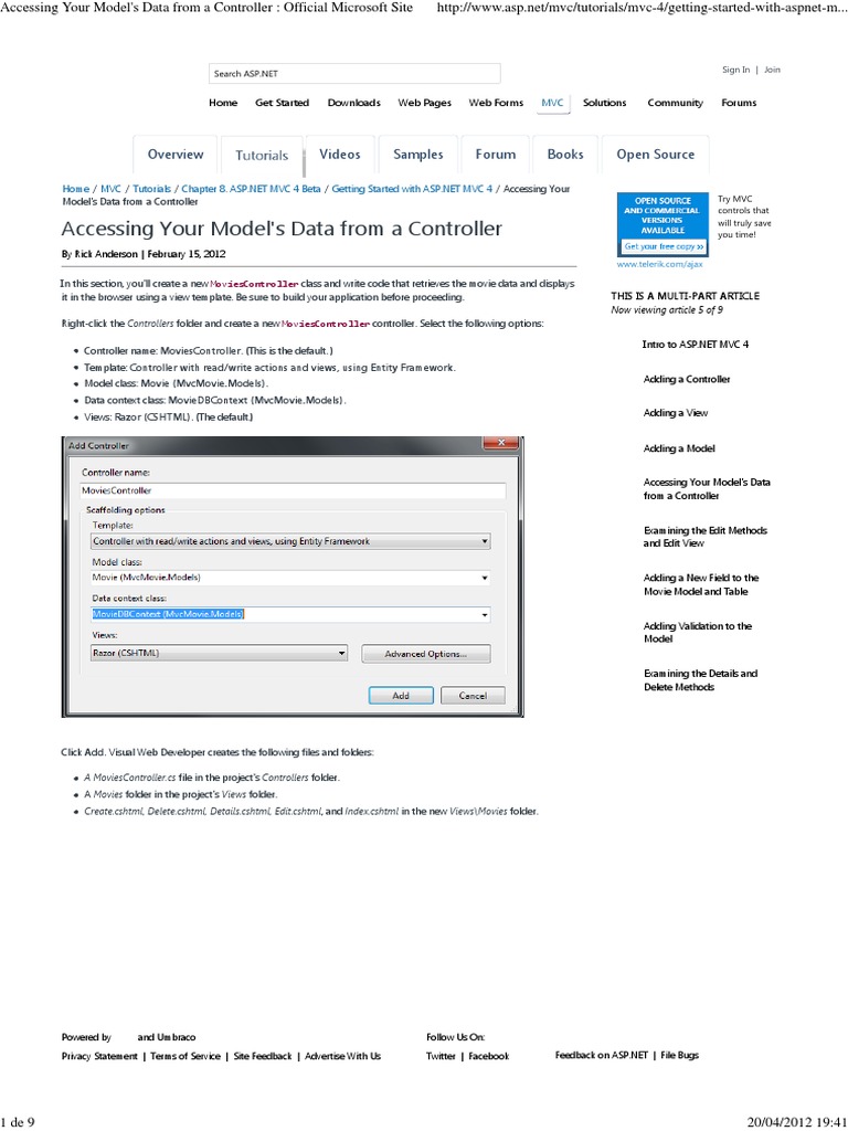 5 - Accessing Your Model's Data From A Controller - Official Microsoft Site | PDF | Database ...