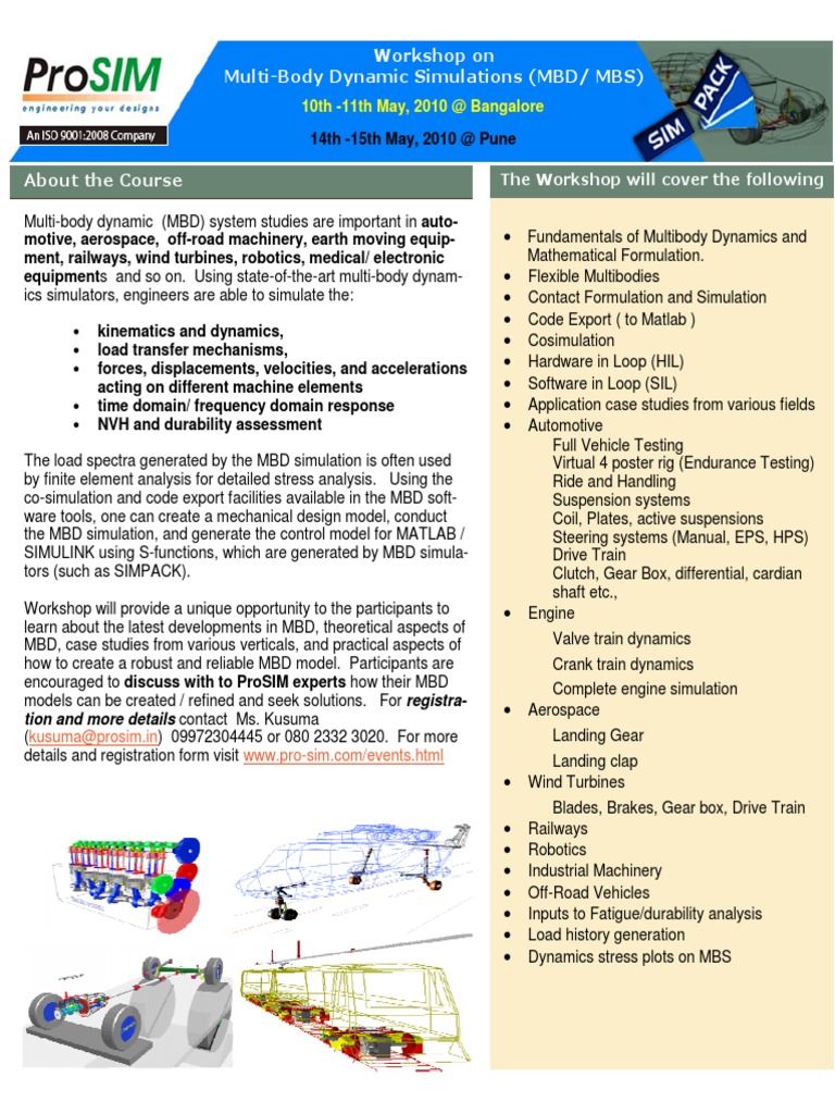 Workshop On Multi-Body Dynamic Simulations (MBD/ MBS) : About The ...