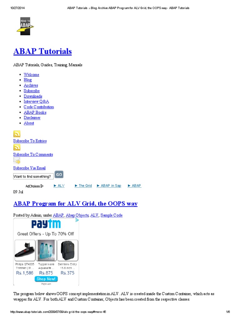 Abap Tutorials Blog Archive Abap Program For Alv Grid The Oops Way Abap Tutorials Pdf