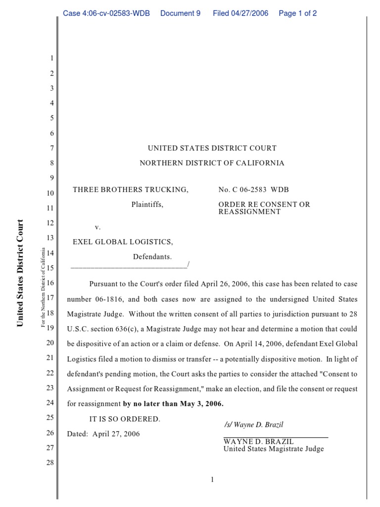 Three Brothers Trucking, Inc. v. Exel Global Logistics Inc. - Document ...