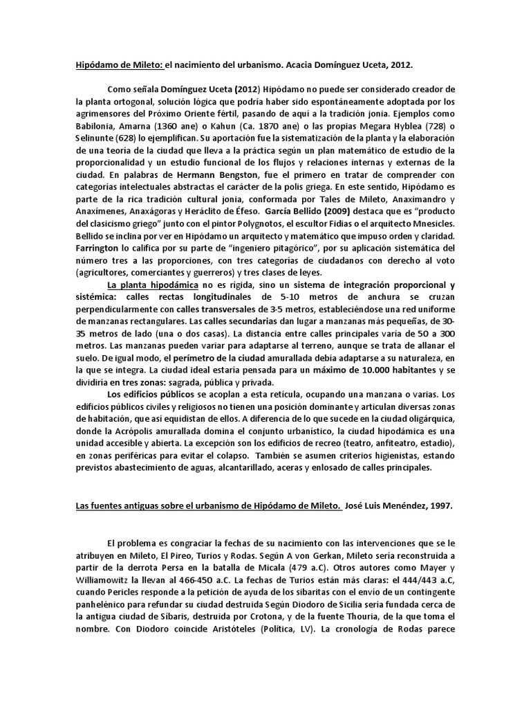 Hipodamo de Mileto | PDF | Antiguedad clasica | Antigua Grecia