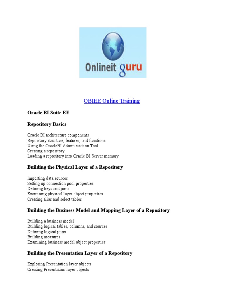 OBIEE Online Training | PDF | Oracle Database | Business Intelligence