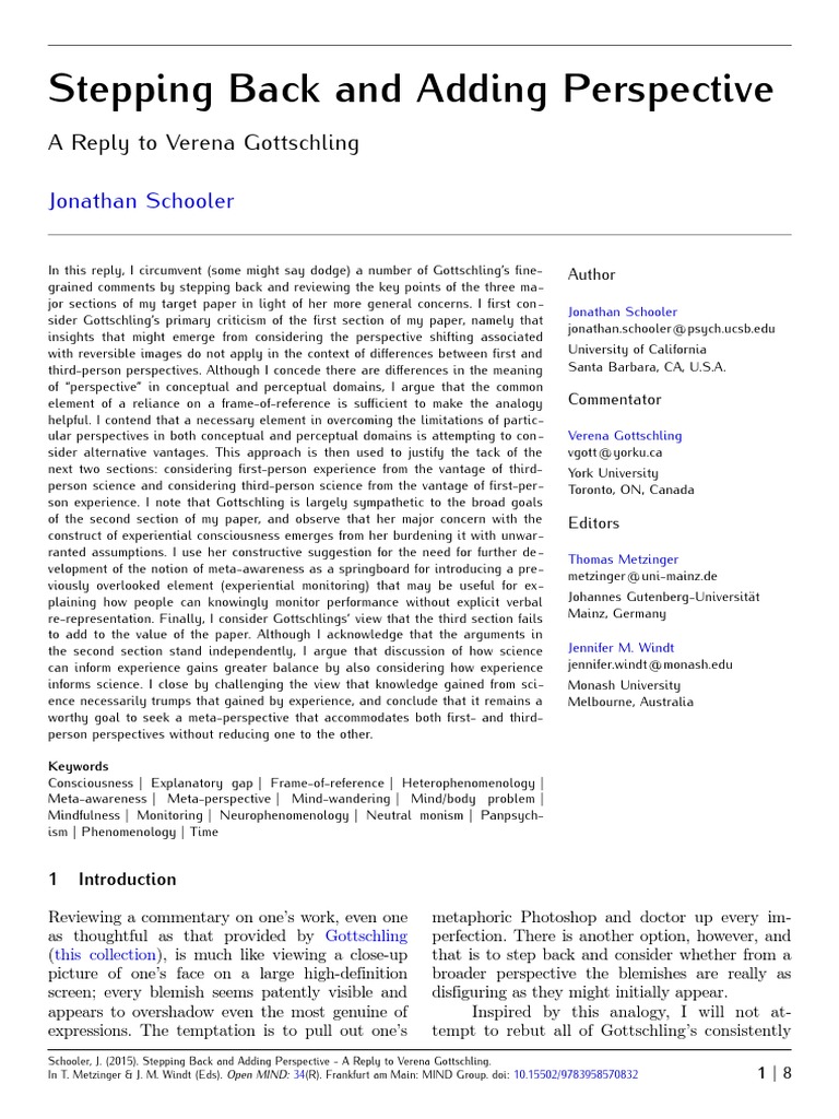 Stepping Back and Adding Perspective | PDF | Consciousness | Reality