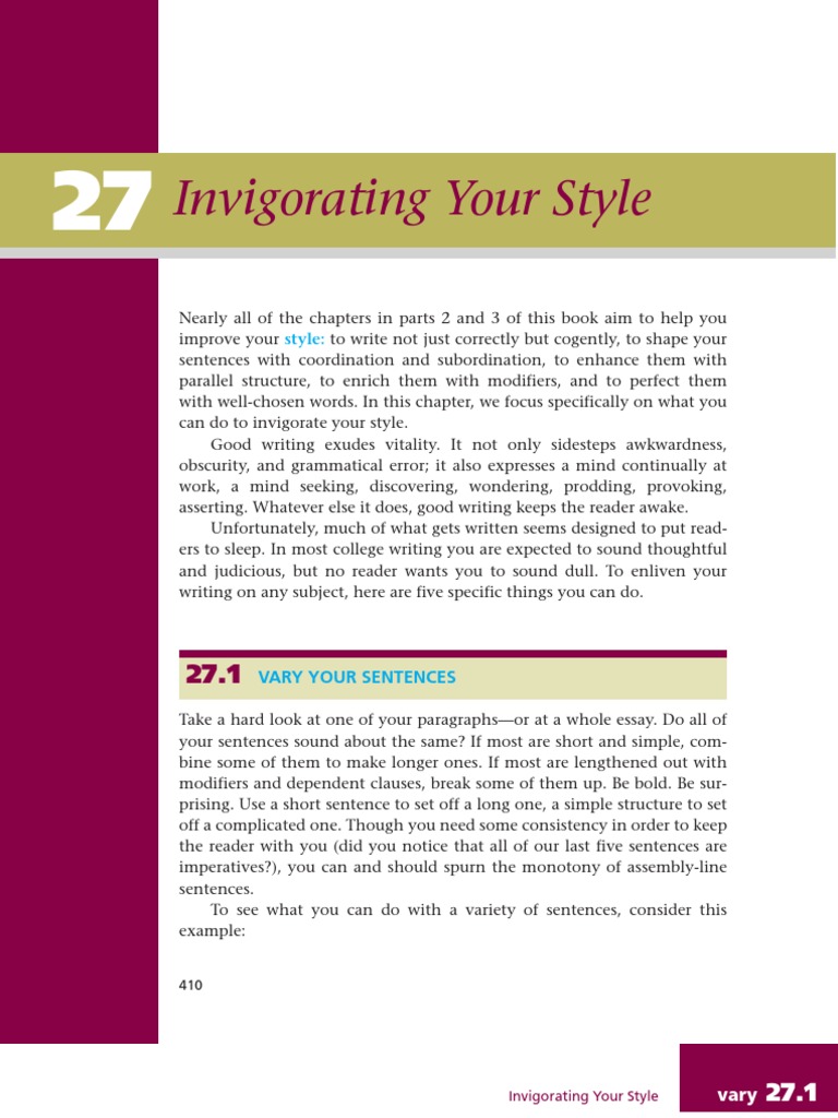 Book 01 Chapter 27 Invigorating Your Style | PDF | Subject (Grammar ...