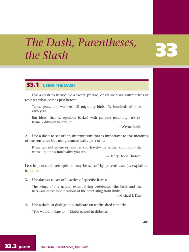 Book-01-Chapter-33 The Dash Parentheses The Slash | PDF | Bracket ...