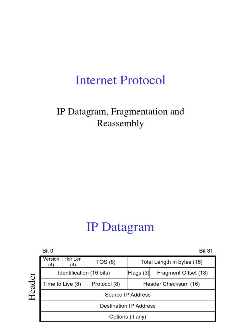 Internet Protocol: IP Datagram, Fragmentation and Reassembly | PDF ...