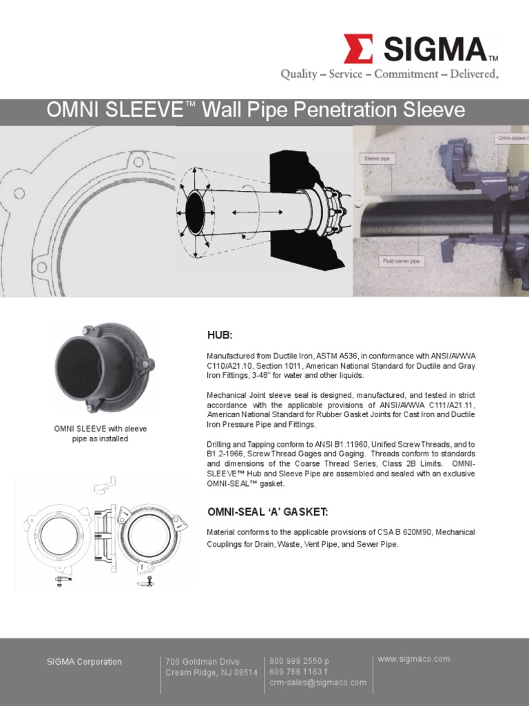 CATALOG_OMNI SLEEVE Wall Pipe Penetration Sleeve | Pipe (Fluid ...