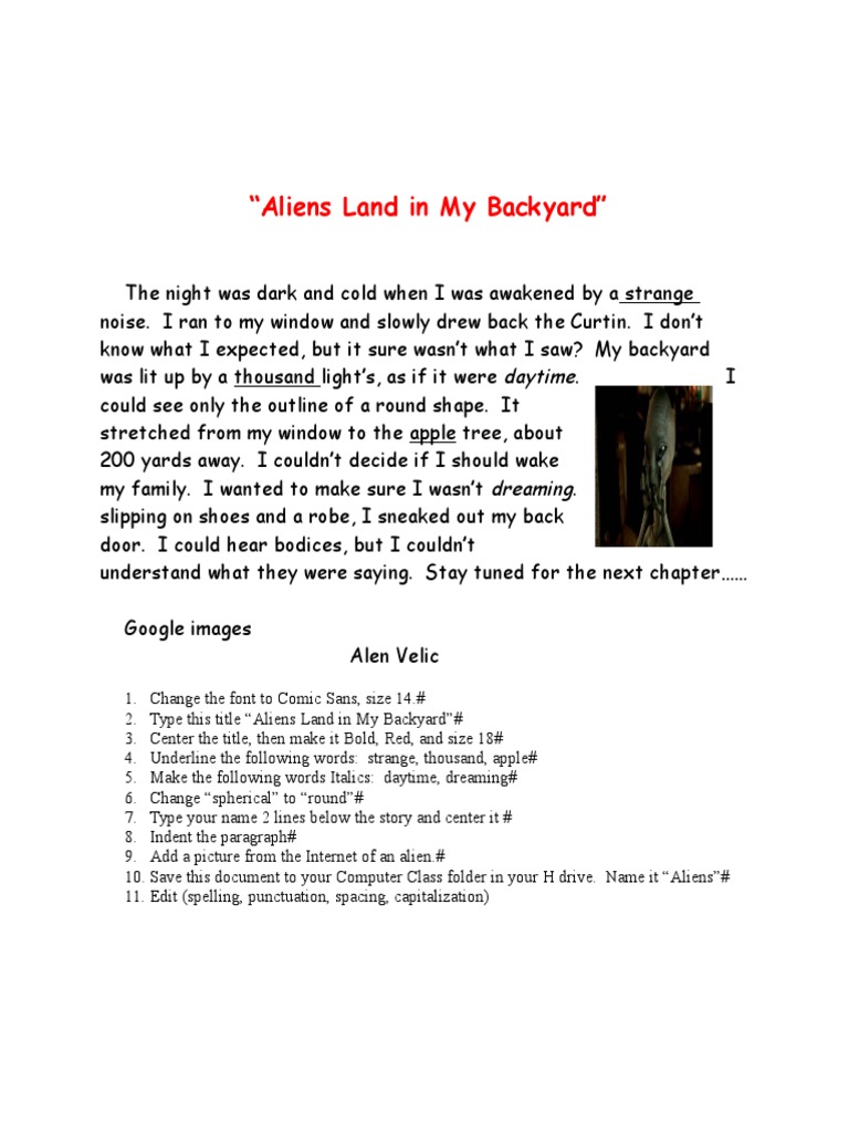 Alien Editing Activity | PDF