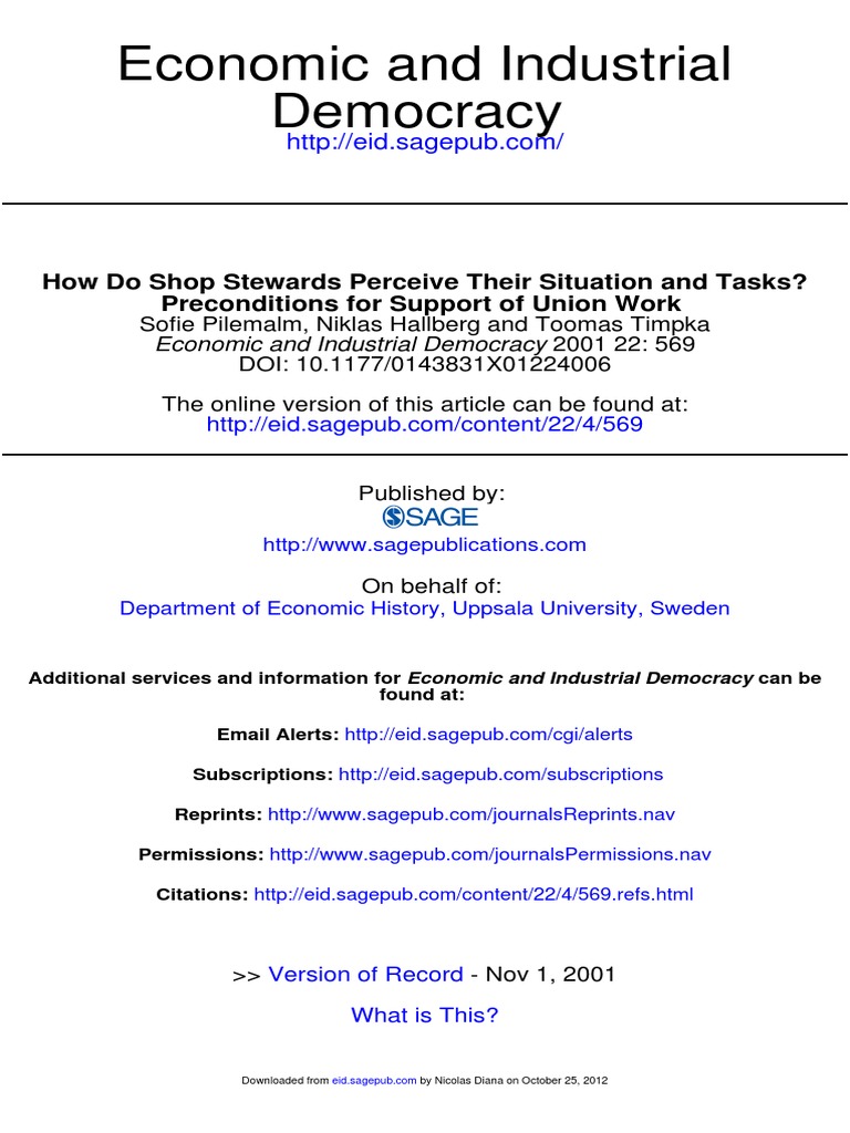 How Do Shop Stewards Perceive Their Situation and Tasks - Preconditions ...