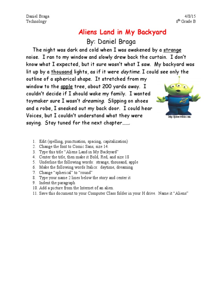Alien Encounter Story for Kids | PDF | Home & Garden