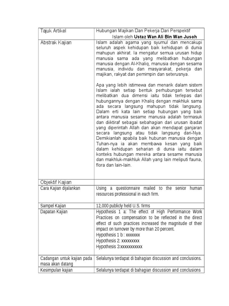 Cara Membuat Article Summary Jurnal | PDF