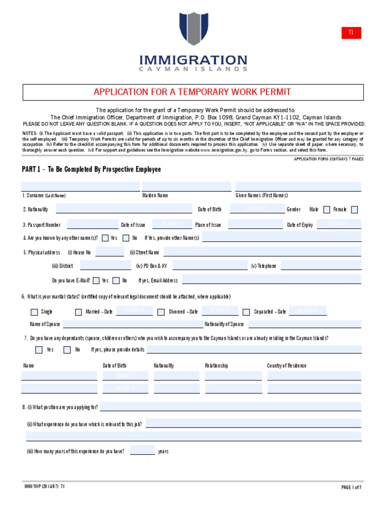 T1 - Temporary - Work - Permit - Final PDF | PDF | Passport | Temporary ...