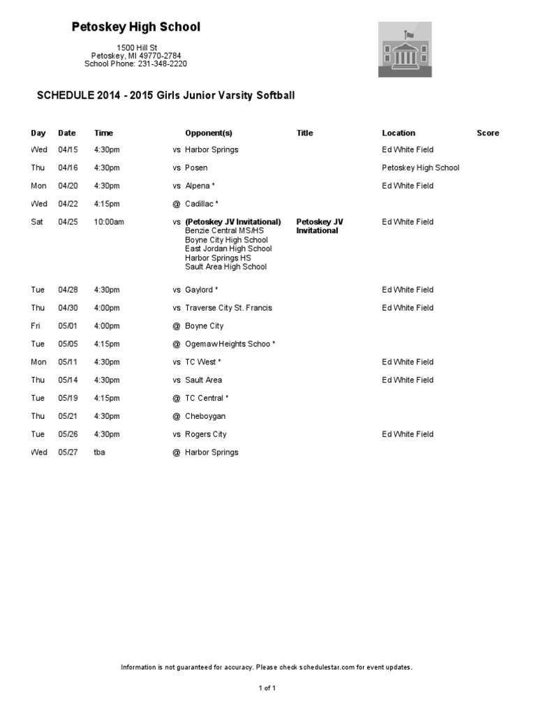 Softball Schedule | PDF
