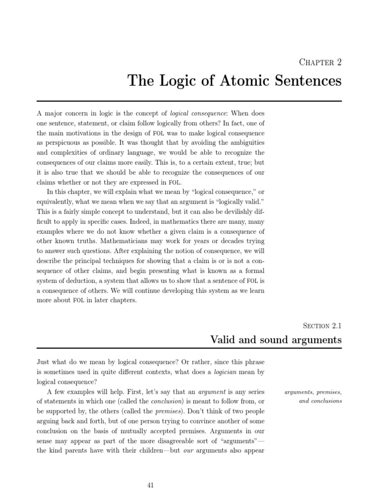 The Logic of Atomic Sentences: Valid and Sound Arguments | PDF | Validity | Argument