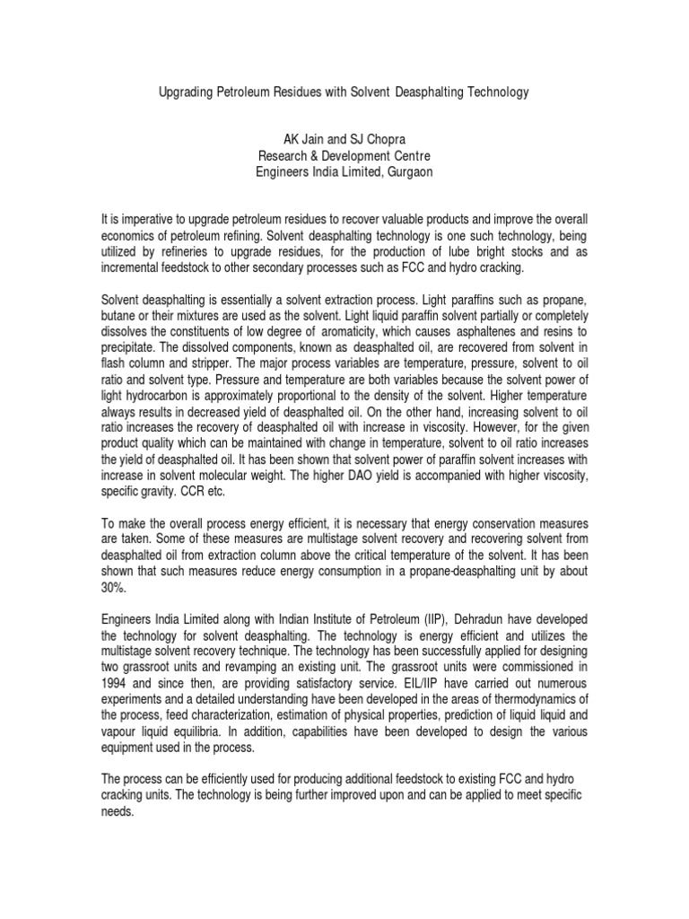 Upgrading Petroleum Residues With Solvent Deasphalting Technology | PDF ...
