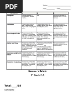 Summary Rubric | PDF | Writing