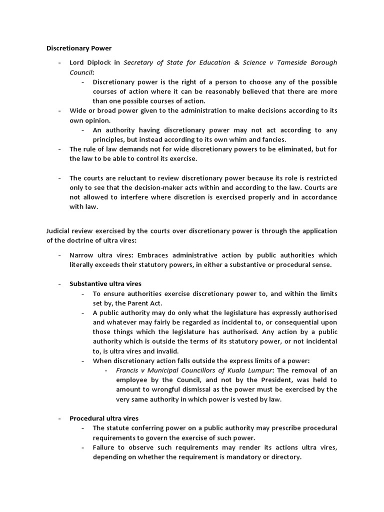 ADMIN LAW - Discretionary Power PDF | PDF | Social Institutions ...