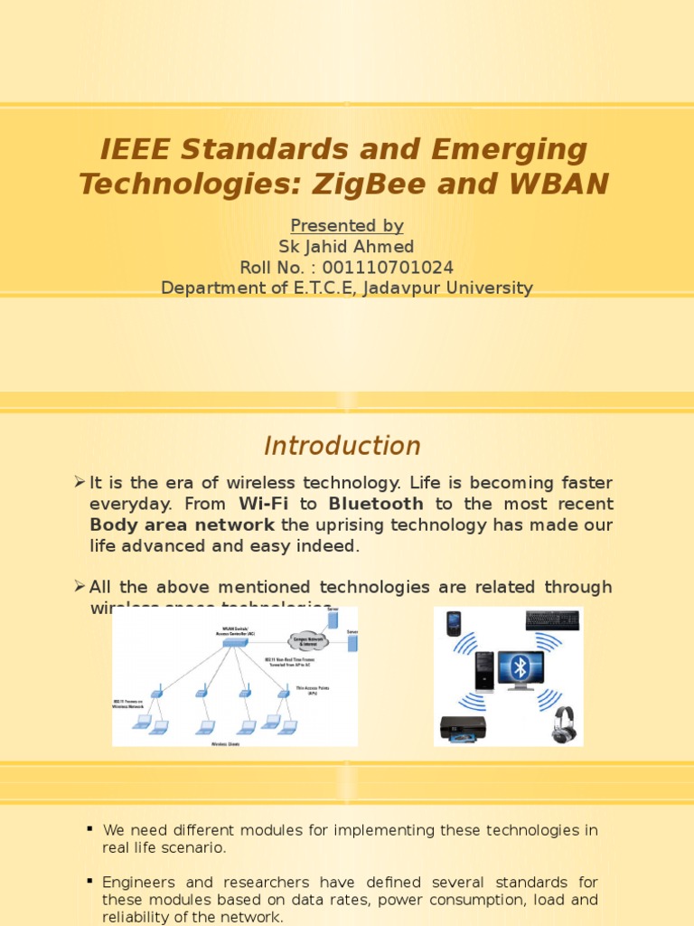 Ieee Standards and Emerging Technologies: Zigbee and Wban | PDF | Wi Fi ...