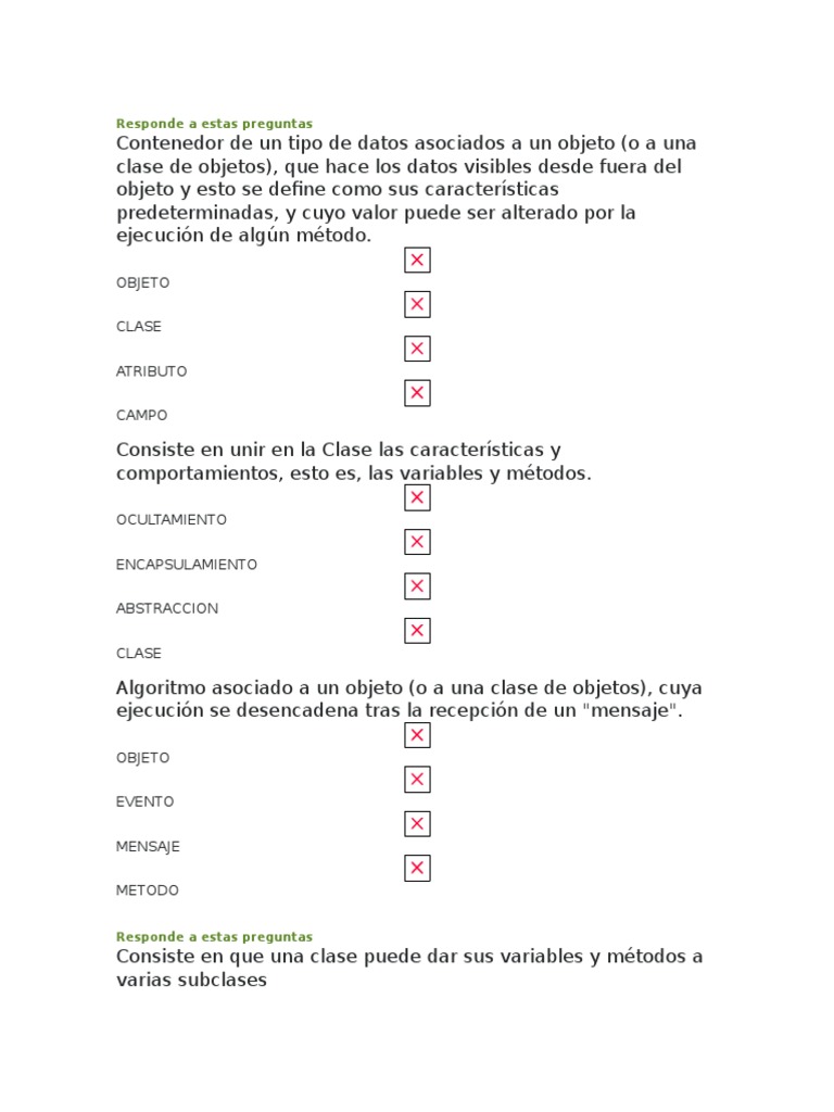 Examen POO | PDF | Objeto (informática) | Herencia (Programación ... Examen POO | PDF | Objeto (informática) | Herencia (Programación ...