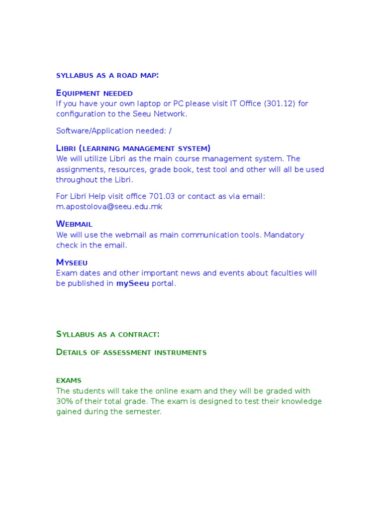 Syllabus AS A Road MAP Quipment Needed | PDF | Plagiarism | Test ...