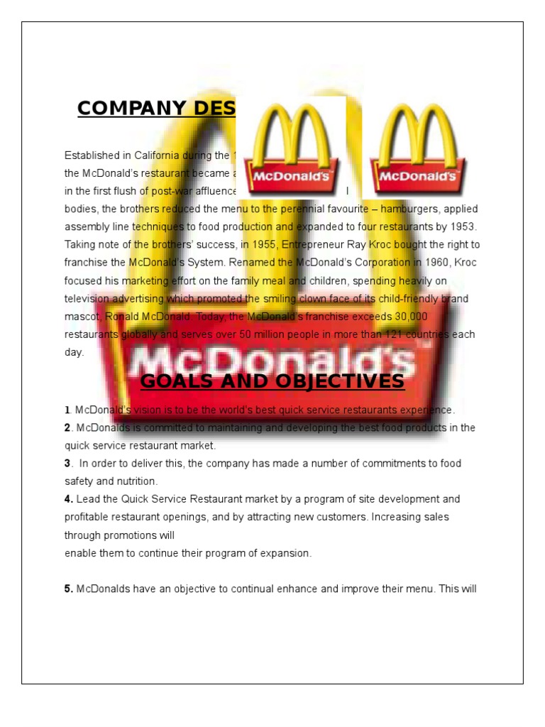 McDonalds Project | PDF | Fast Food Restaurants | Mc Donald's