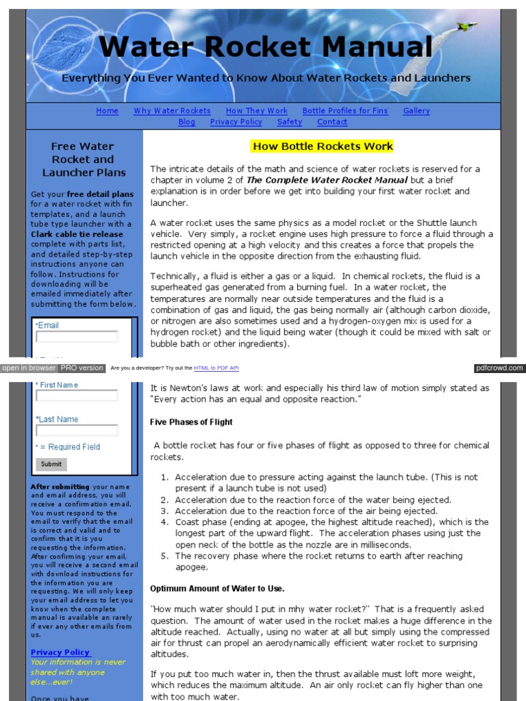 Water Rocket Manual: Everything You Ever Wanted To Know About Water ...