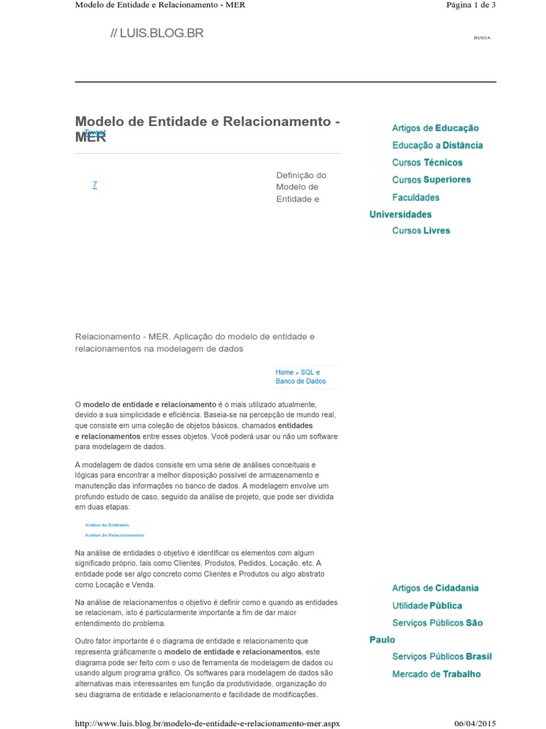 Entendendo o Modelo MER | PDF | Dados | Programas