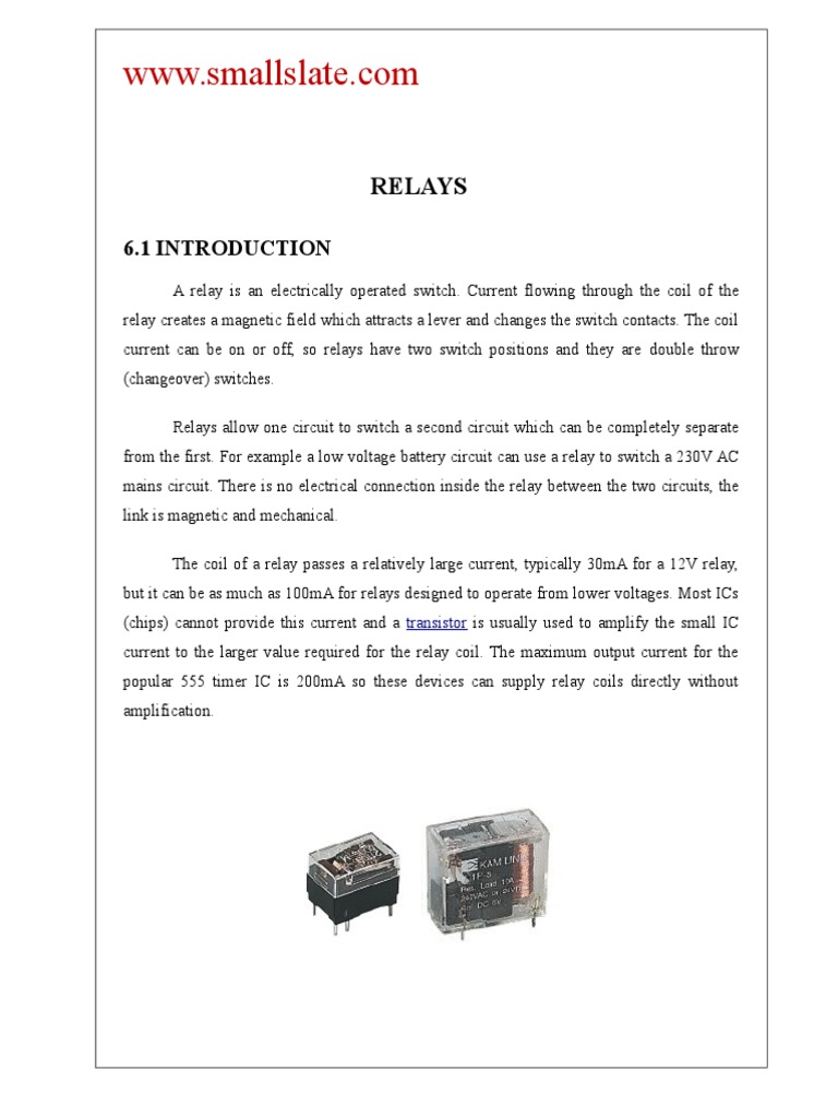Relays: Transistor | PDF | Relay | Switch