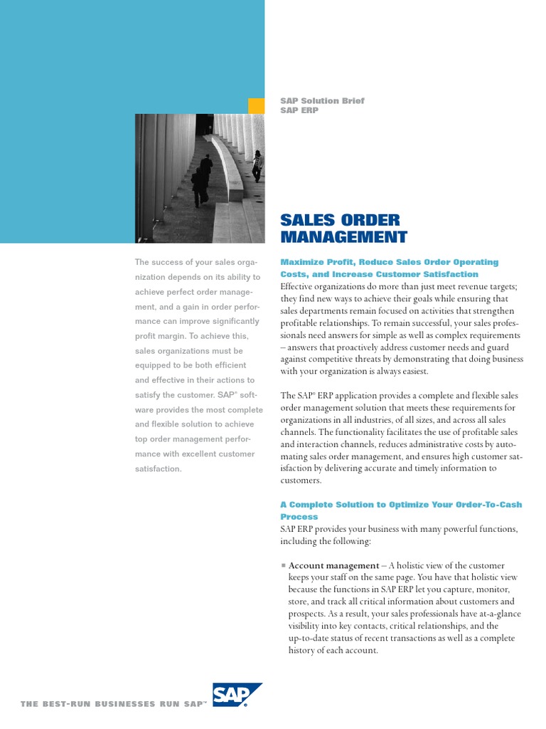 Sales Order Management: SAP Solution Brief Sap Erp | PDF | Sap Se | Sales