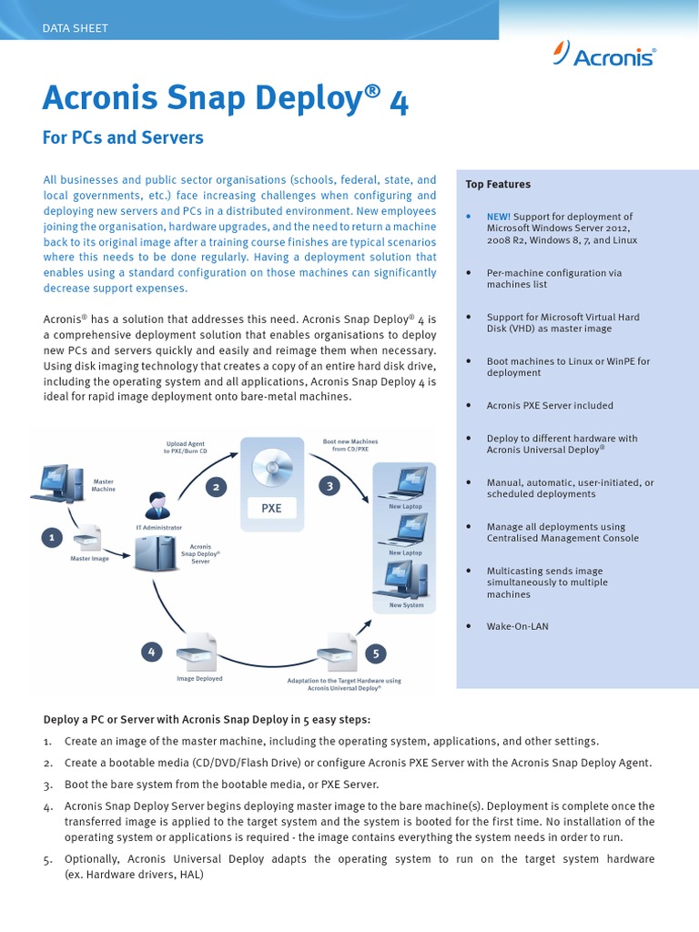 Acronis Snap Deploy 4: For Pcs and Servers | PDF | Booting | Operating ...