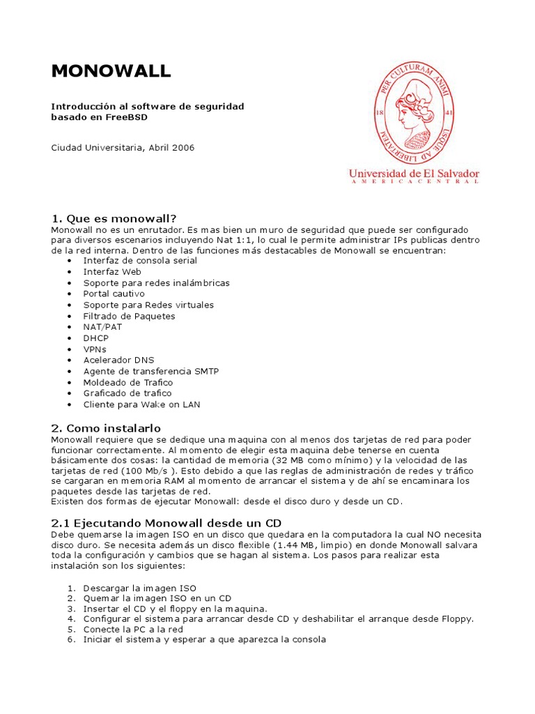 Instalar Monowall | PDF | Controlador de interfaz de red | Red de ...