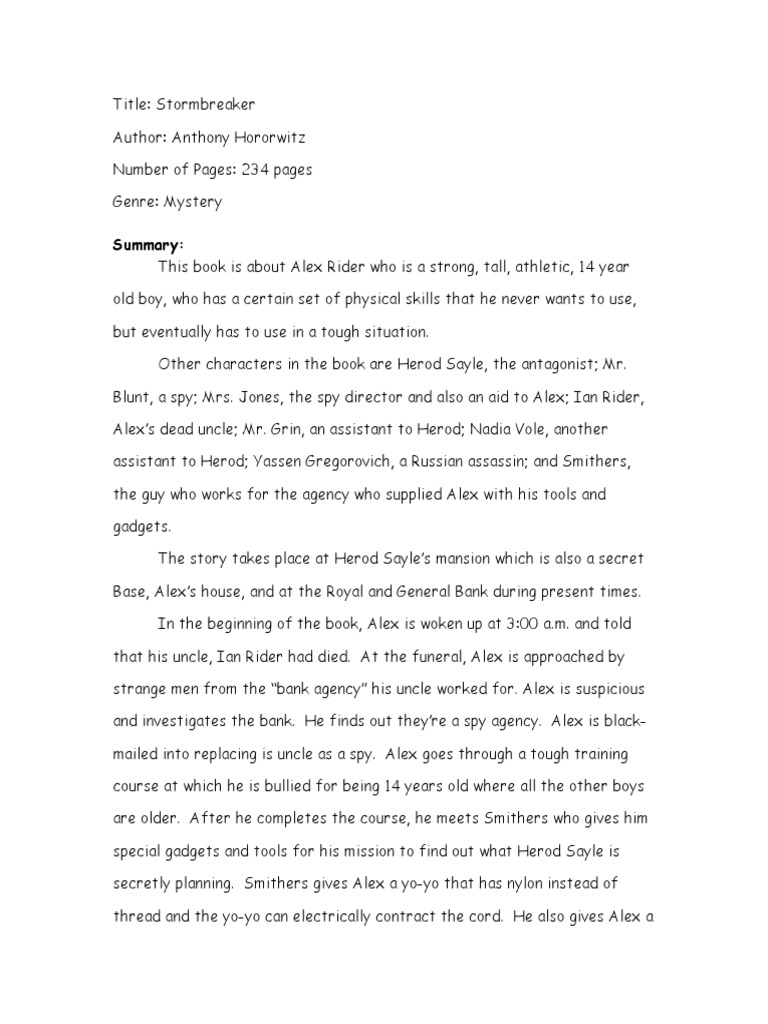 Stormbreaker Pdf Leisure Violence