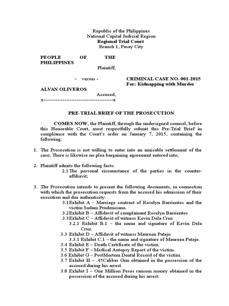 Pre-Trial Brief (Prosecution)
