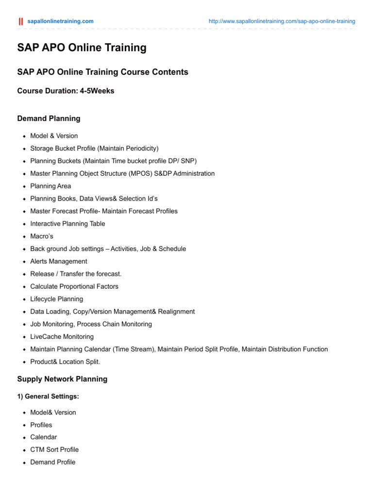 SAP APO Online Training | PDF