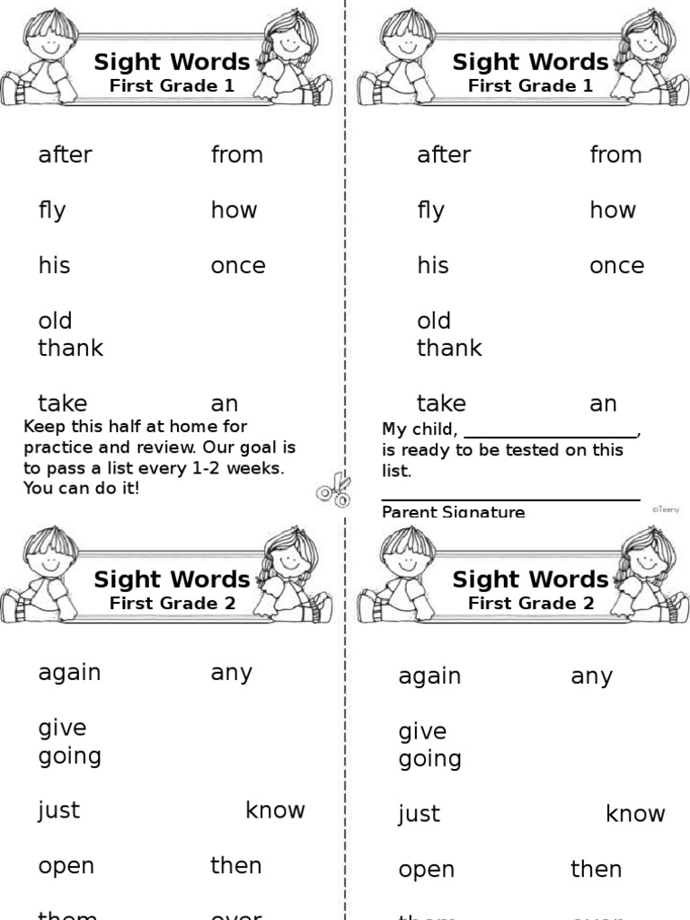 Dolch Sight Words First Grade Lists | PDF