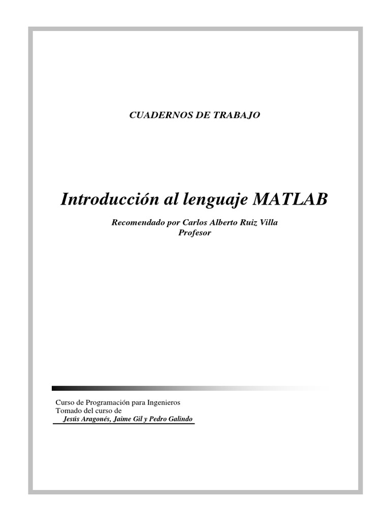 Intro Matlab | PDF | Matriz (Matemáticas) | Lenguaje de programación