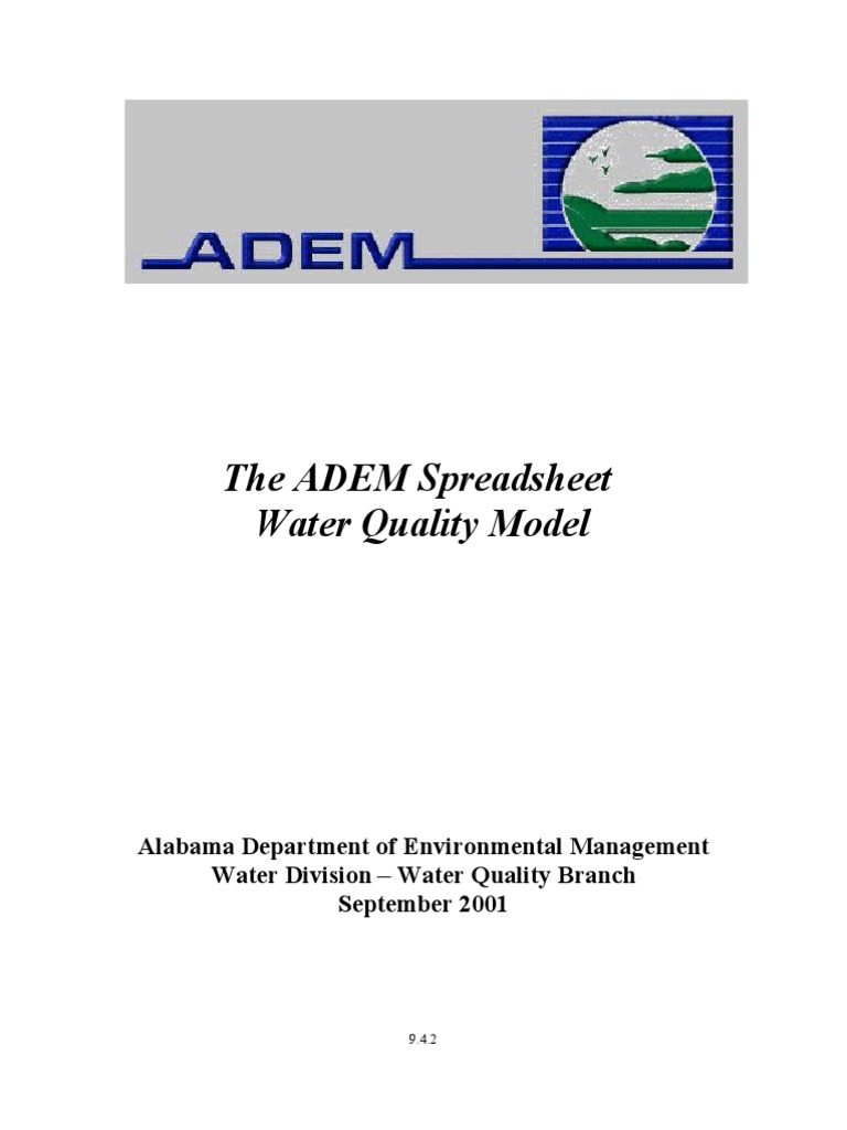 The ADEM Spreadsheet Water Quality Model | PDF | Business