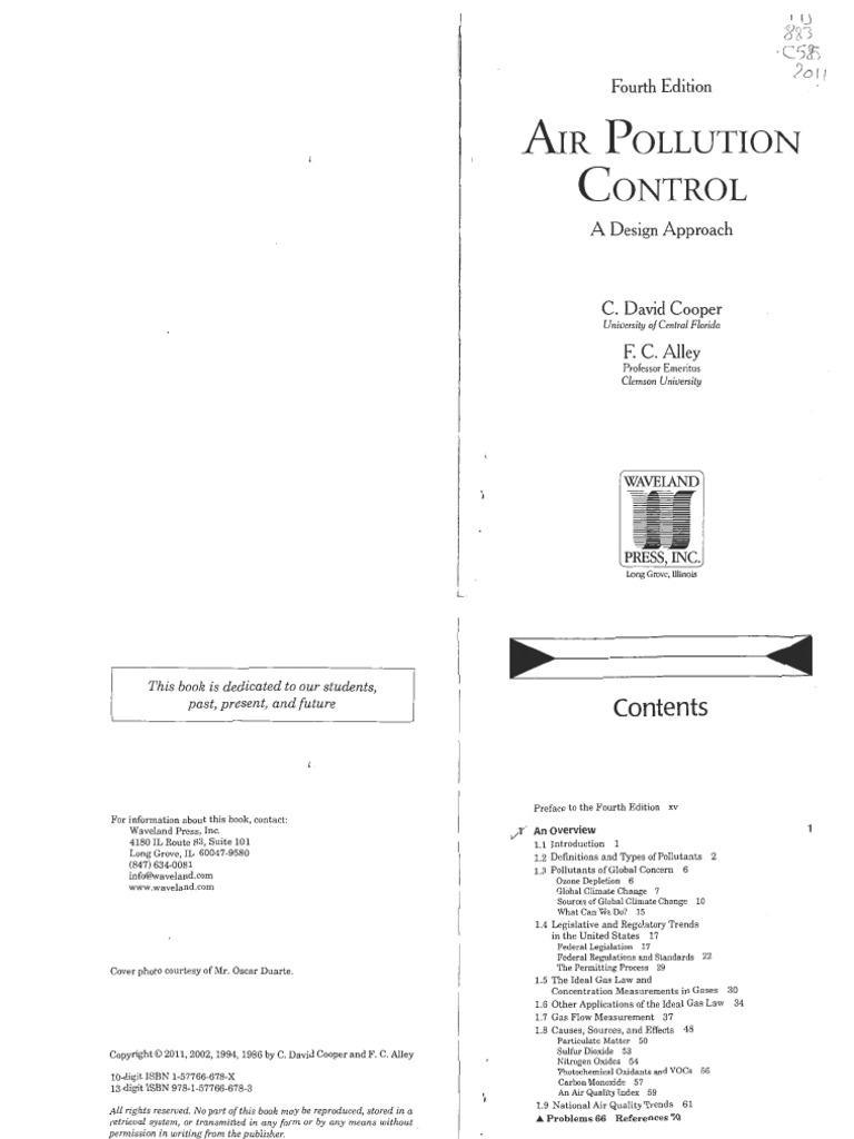 Air Pollution Control, A Design Approach | Download Free PDF ...