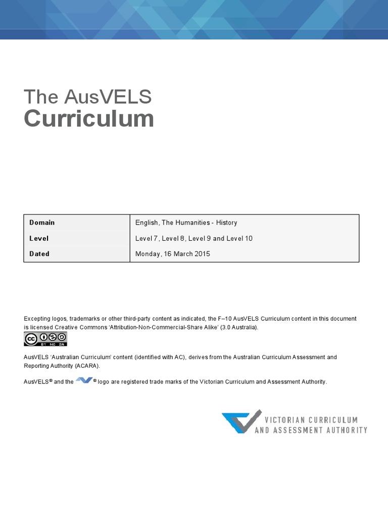 Ausvels Downloaded English and History | PDF | Curriculum | Literacy